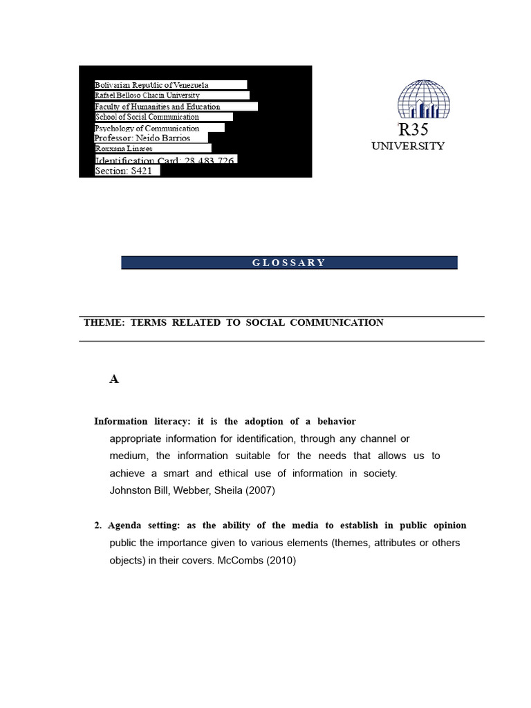 GLOSSARY | PDF | Communication | Information