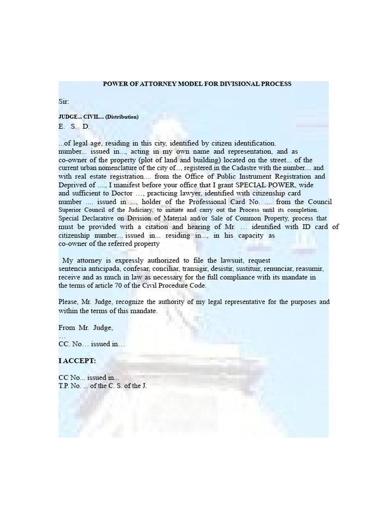 Power Model For Divorce Process | PDF