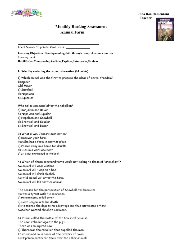 Animal Farm Test | PDF