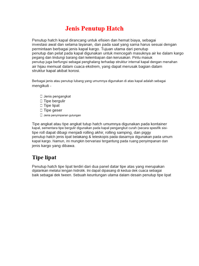 Jenis-jenis penutup hatch | PDF