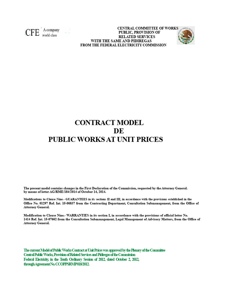 Public Works Contract Model Overview | PDF | Payments