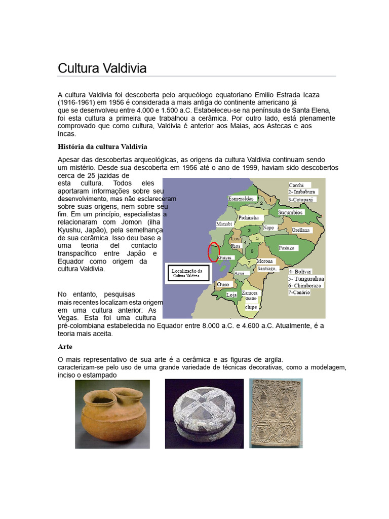 Características da Cultura Valdivia | PDF | Agricultura | Roupas