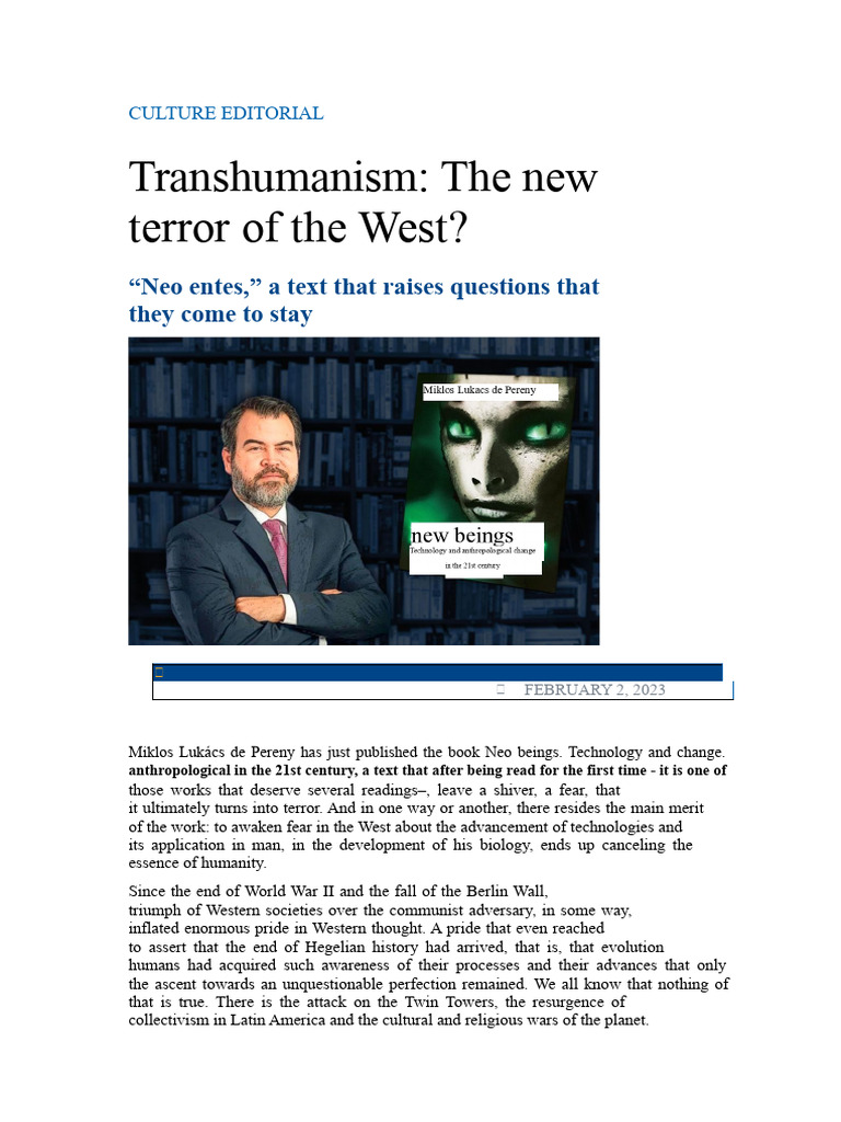 Transhumanism Miklos | PDF | Transhumanism | Liberal Arts Education
