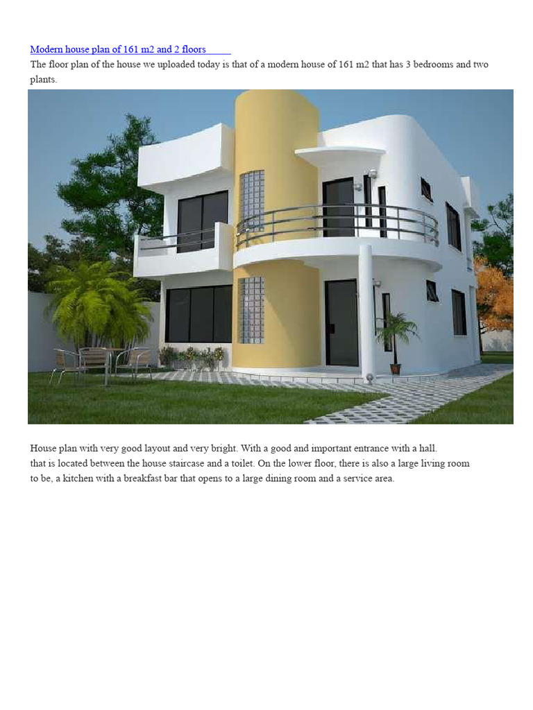 Modern House Plan of 161 m2 and 2 Floors | PDF