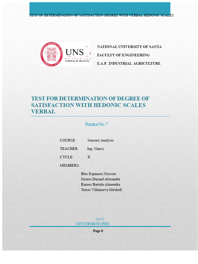 Verbal Hedonic Scale Satisfaction Test | PDF | Hedonism | Taste