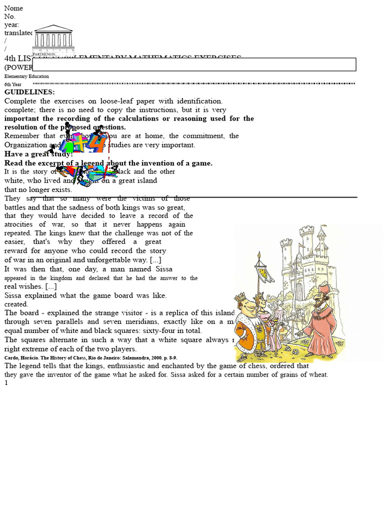 4th Exercise List Math (Exponents, Square Roots and Numerical ...