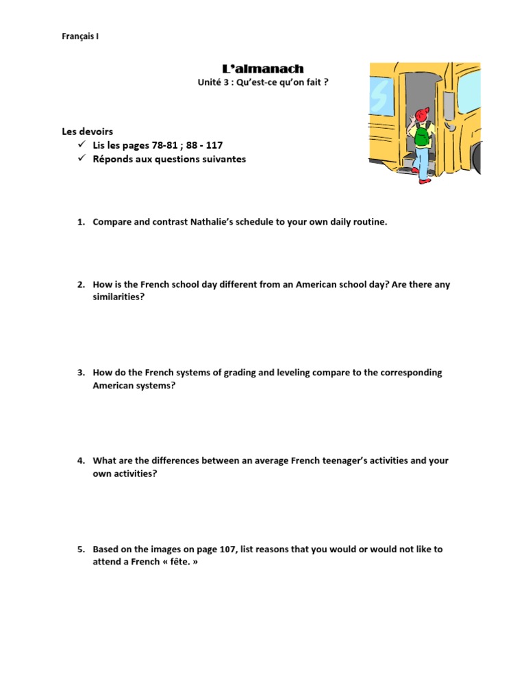 French School Life Exploration | PDF