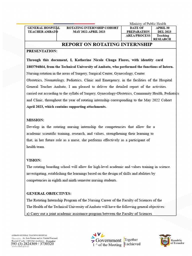 Final Report of Model Internship | PDF | Intravenous Therapy | Surgery