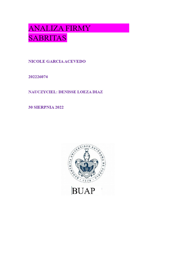 ANALIZA FIRMY SABRITAS | PDF