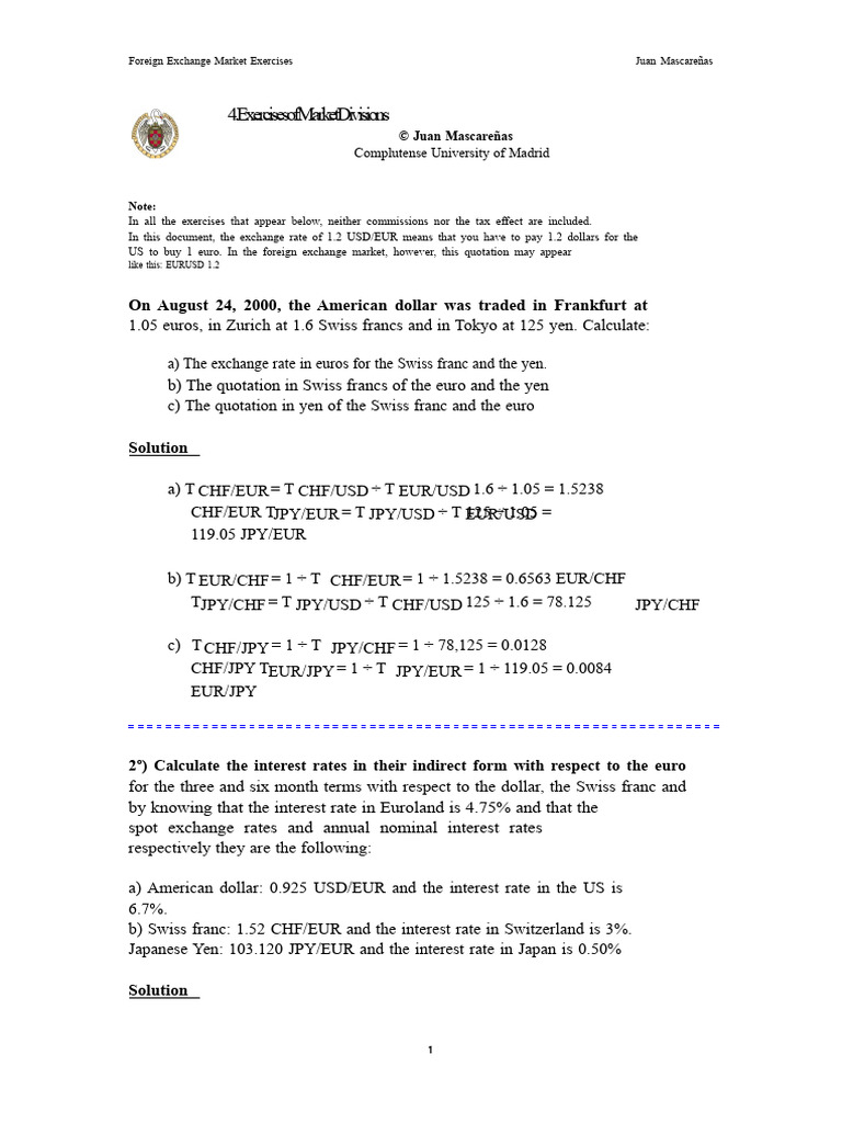 USD/EUR Forward Rate Calculation | PDF | Exchange Rate | Euro