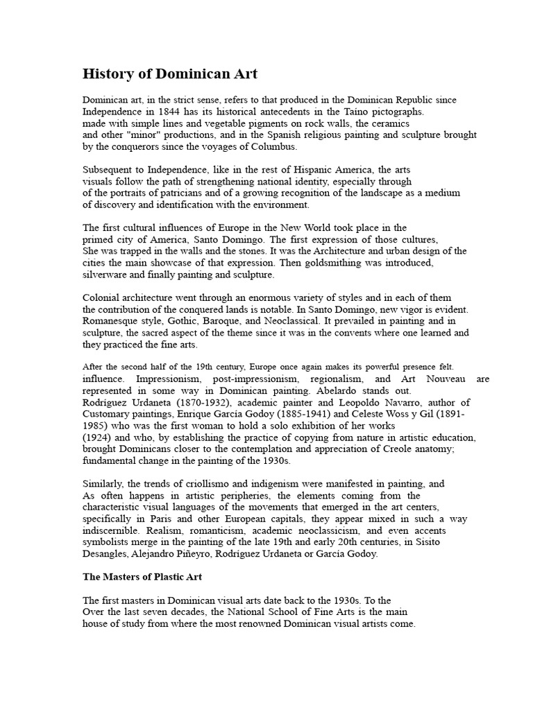 Dominican Republic Art History Overview | PDF | The Arts