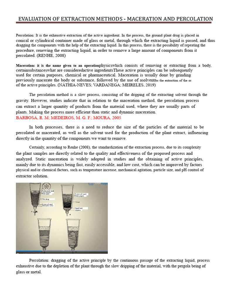Maceration and Percolation | PDF | Chemical Substances | Physical Sciences