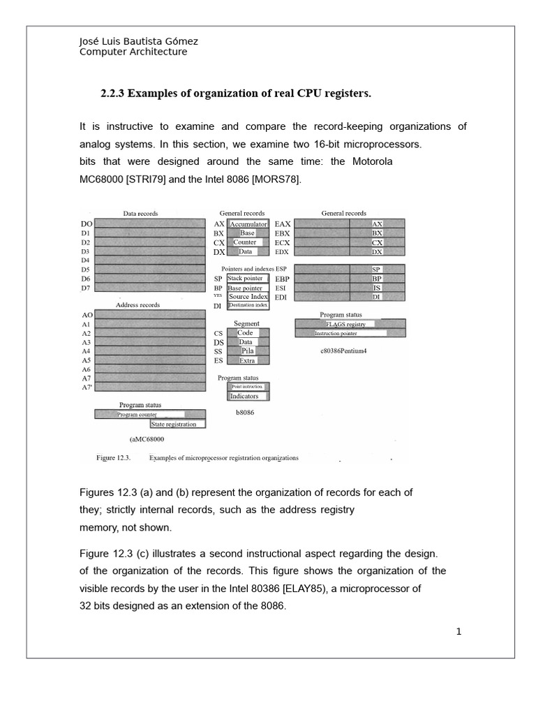 CPU Register Organization in Microprocessors | PDF