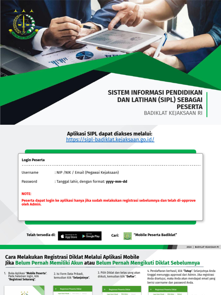 Panduan Registrasi SIPL Badiklat Kejaksaan | PDF
