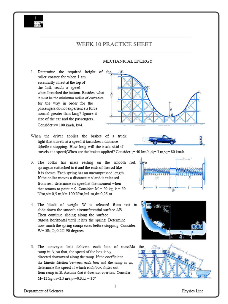 Mechanical Energy Practice Problems | PDF | Friction | Force