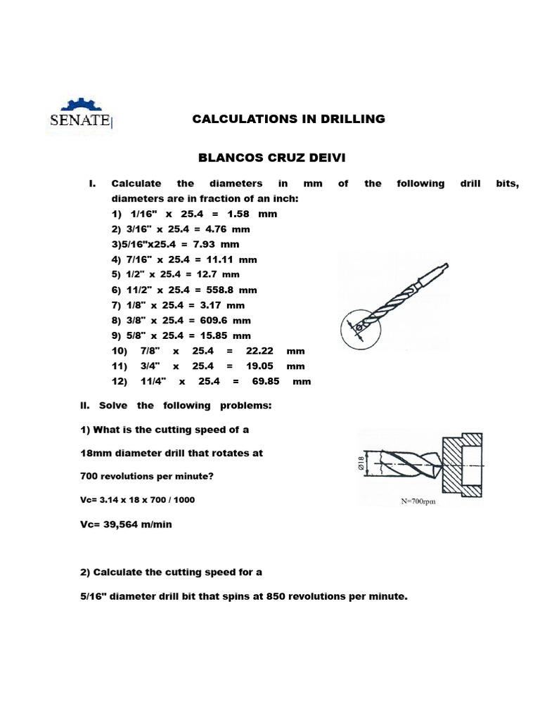 CALCULATIONS IN DRILLING Finished 5 | PDF | Drill | Mechanical Engineering