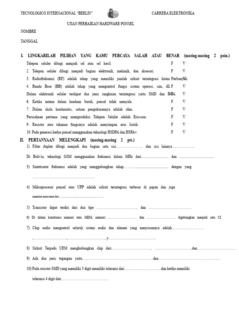 Ujian Perbaikan HP 2018 | PDF