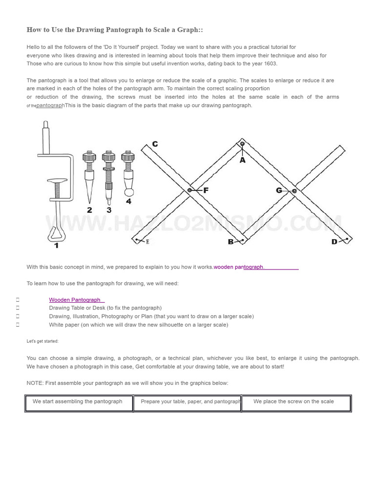 How To Use The Drawing Pantograph To Scale A Graph | PDF | Drawing | Screw