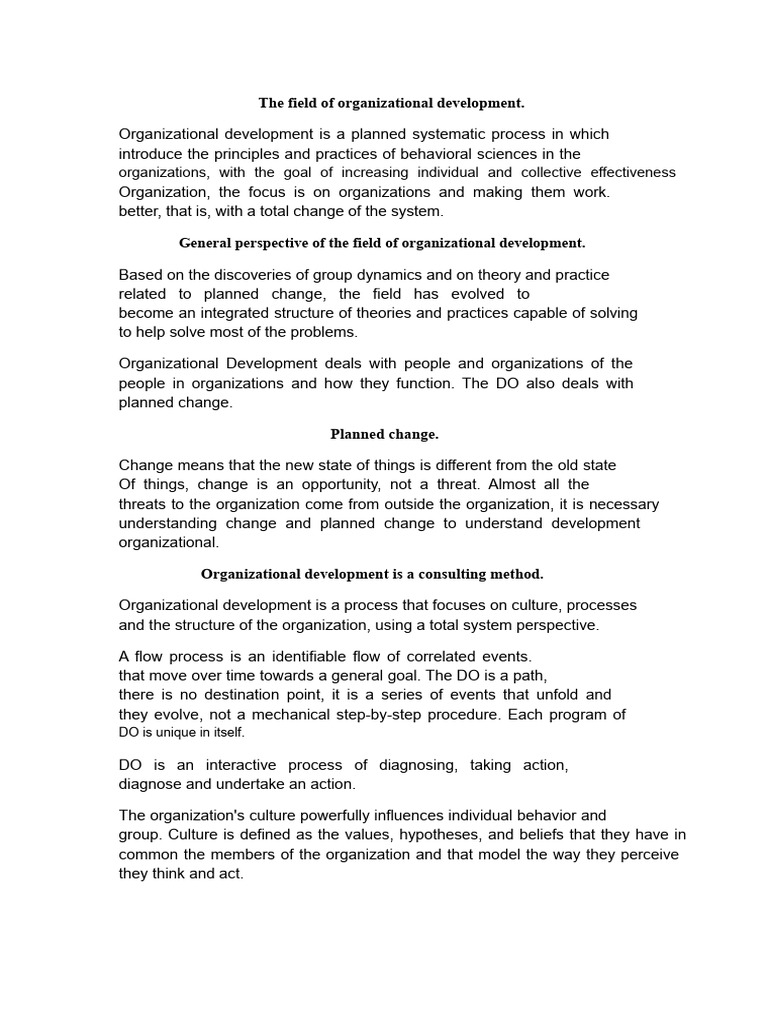 The Field of Organizational Development | PDF | Organization Development | System