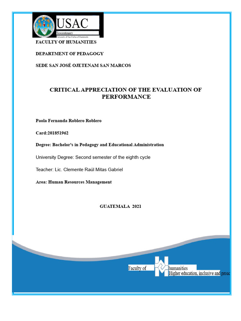 Critical Appreciation of Performance Evaluation | PDF | Performance ...