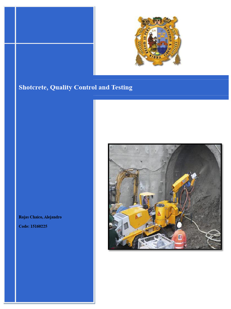 Shotcrete Quality Control & Testing Guide | PDF | Concrete | Cement