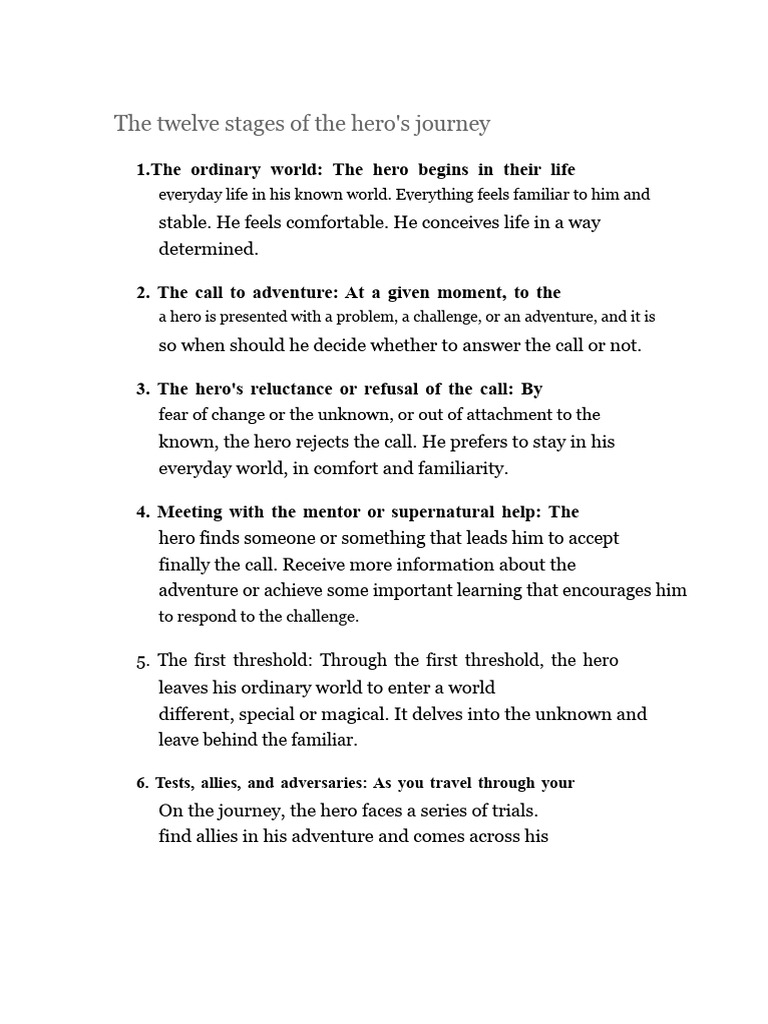 12 Steps of The Hero's Journey | PDF