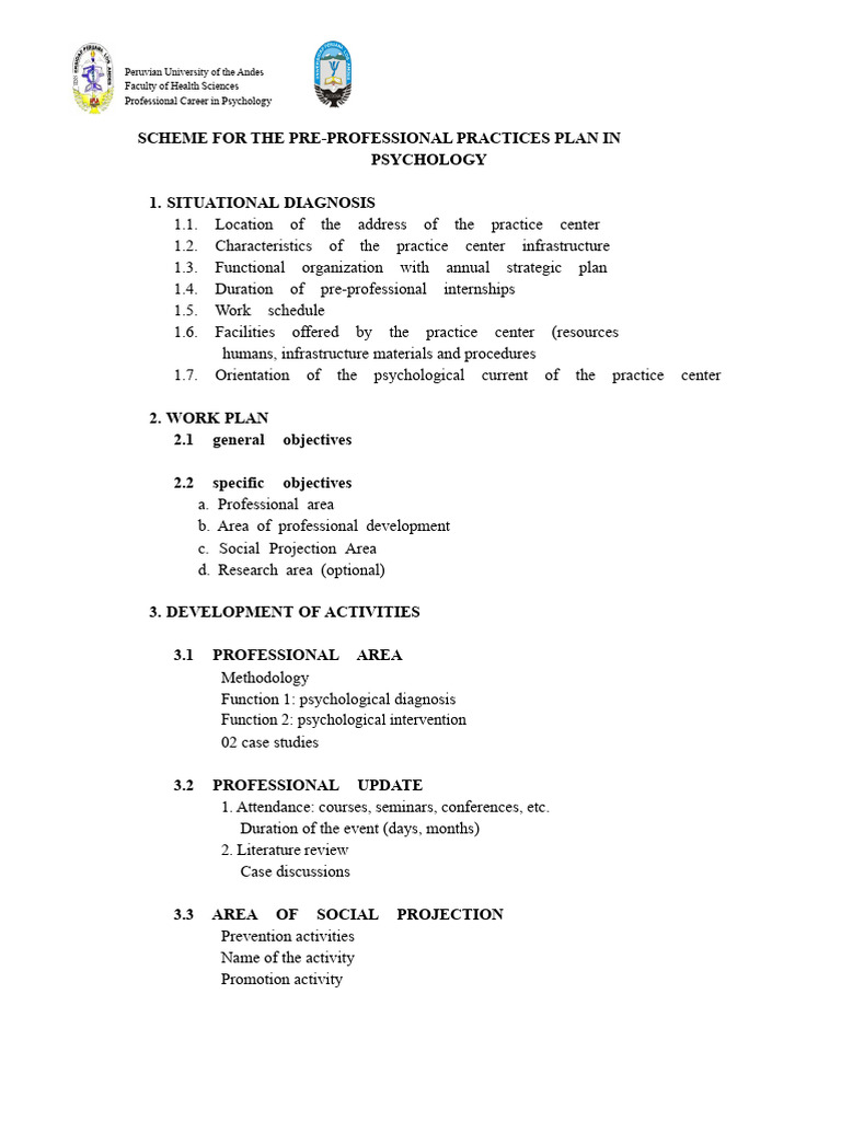 Outline For Presenting A Pre-Professional Internship Plan | PDF