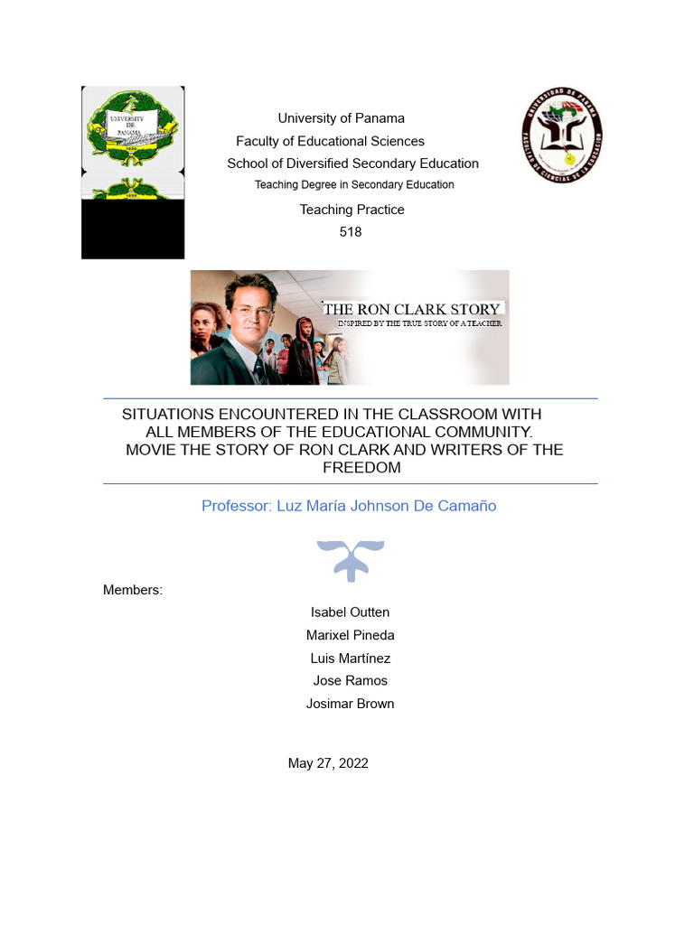 ANALYSIS OF THE MOVIE RON CLACK AND FREEDOM WRITERS Work | PDF ...
