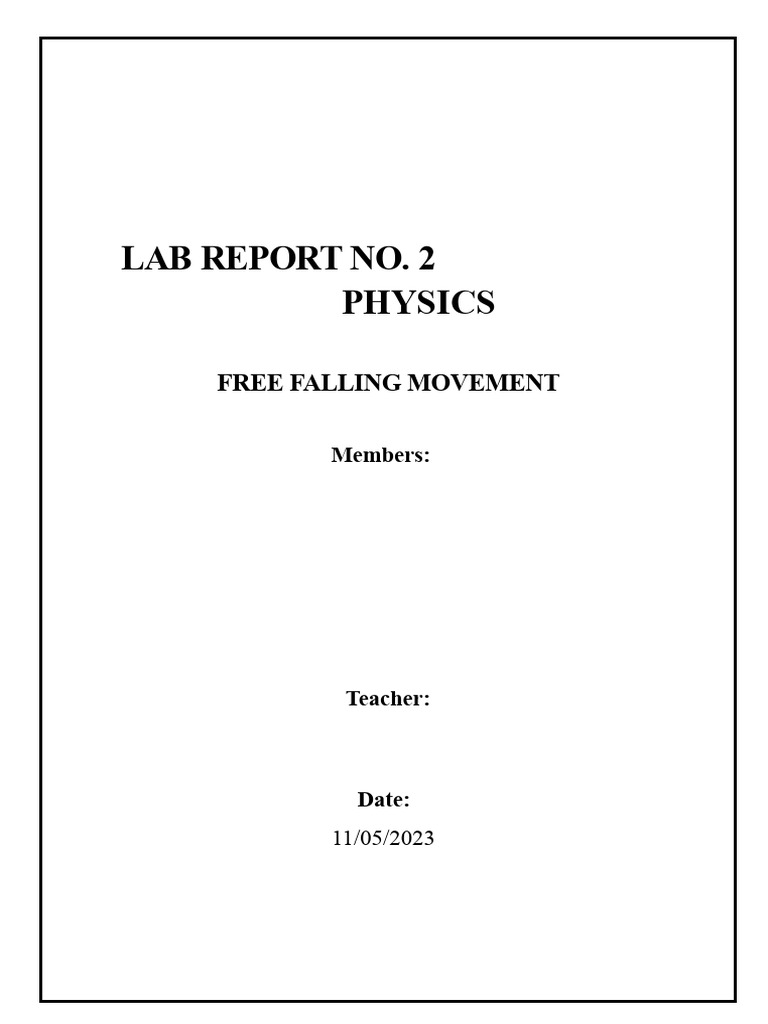 Laboratory Report No. 2 - Free Fall Motion | PDF | Acceleration | Gravity