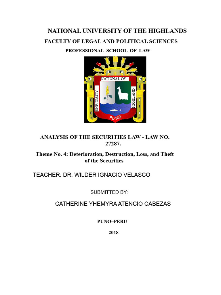 Topic 4 Deterioration, Destruction, and Loss of Securities | PDF ...