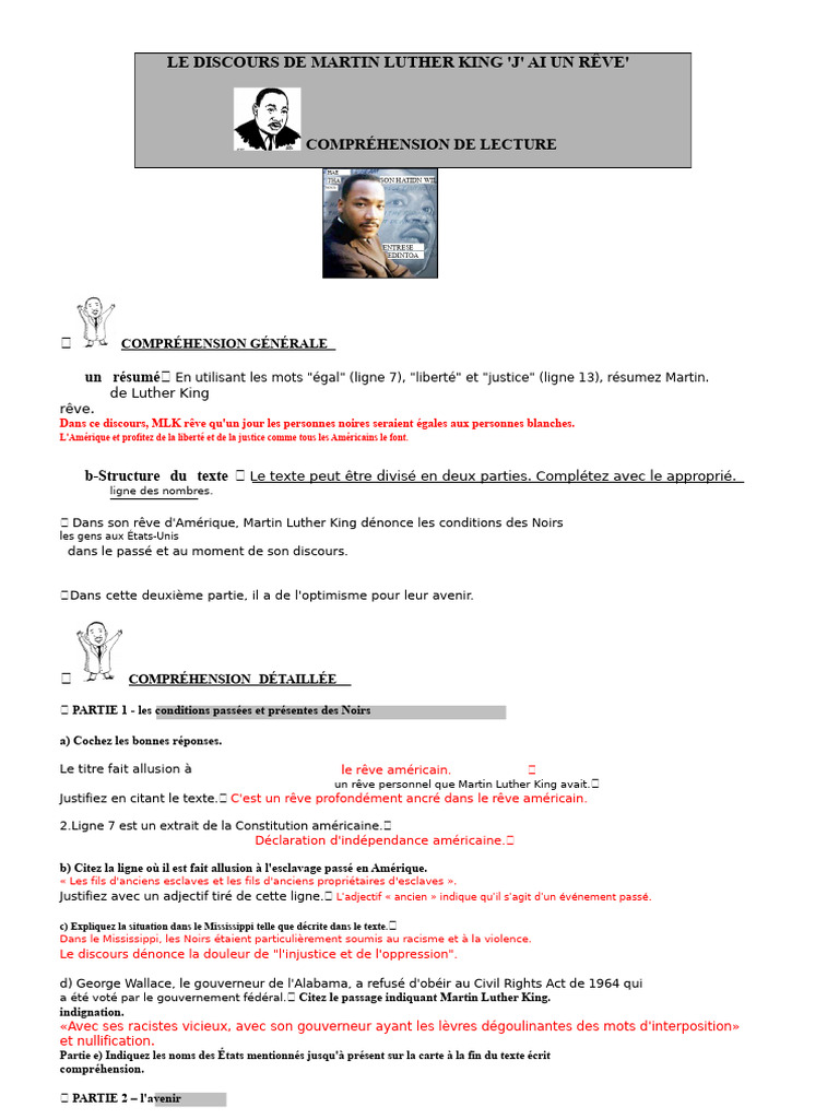 Analyse du discours "J'ai un rêve" de MLK | PDF | Martin Luther King jr.