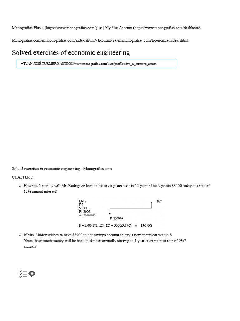 Solved Exercises of Economic Engineering PDF | PDF | Interest | Present Value