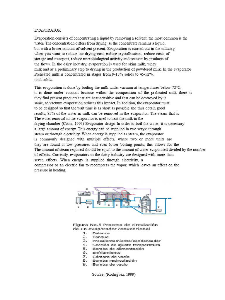 Evaporation Process For Powdered Milk Production | PDF | Milk | Steam