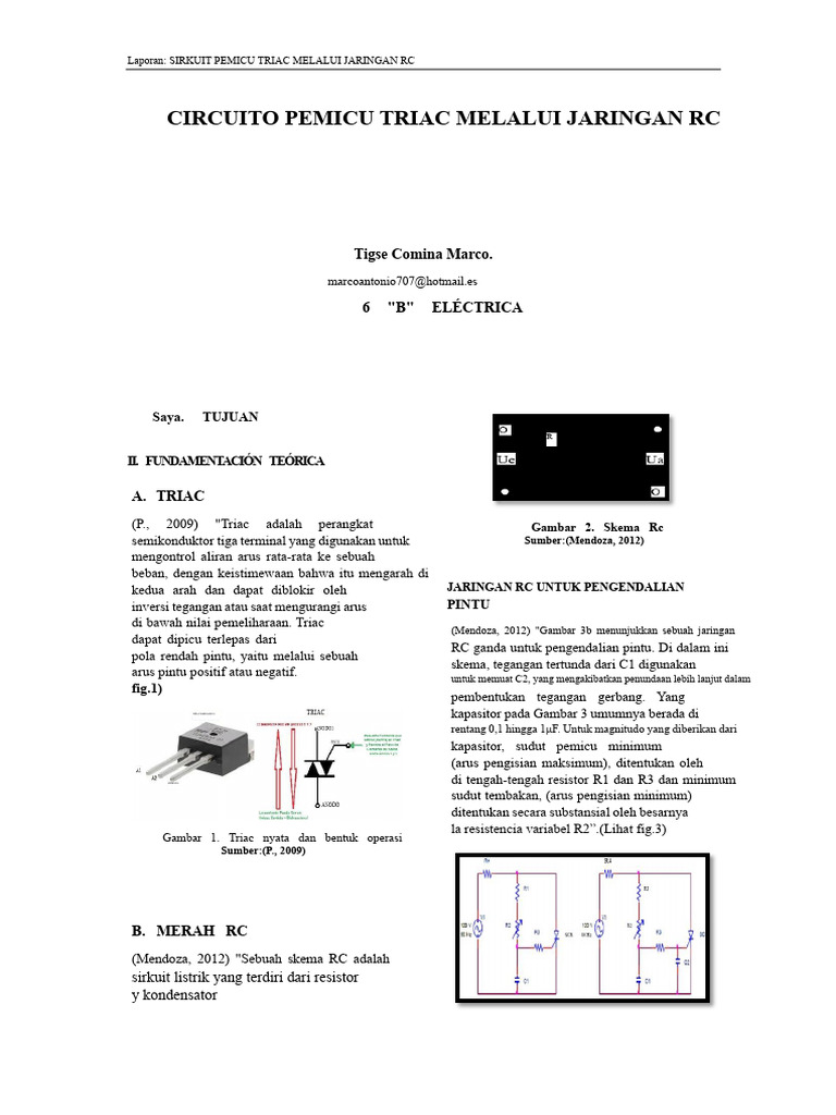 Sirkuit Pemicu Triac Melalui Jaringan RC | PDF