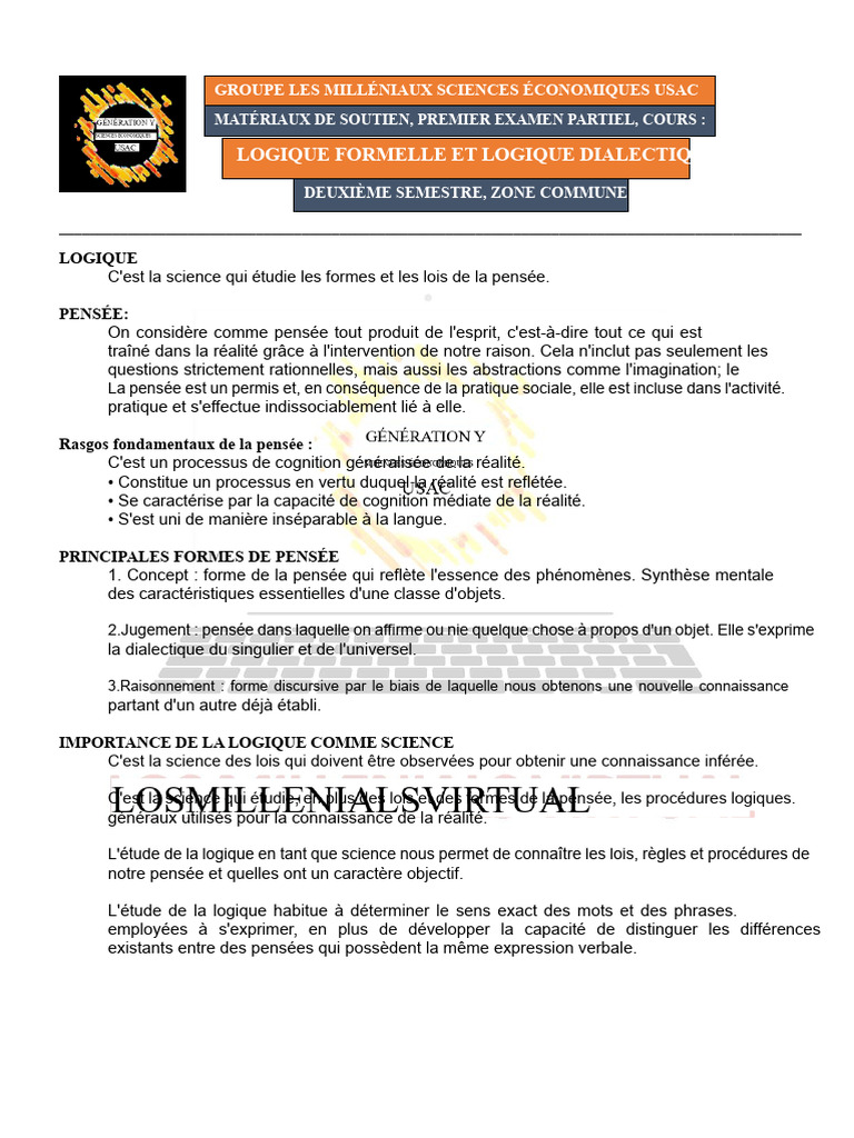 Logique Formelle Et Logique Dialectique, Premier Partiel | PDF | Vérité ...