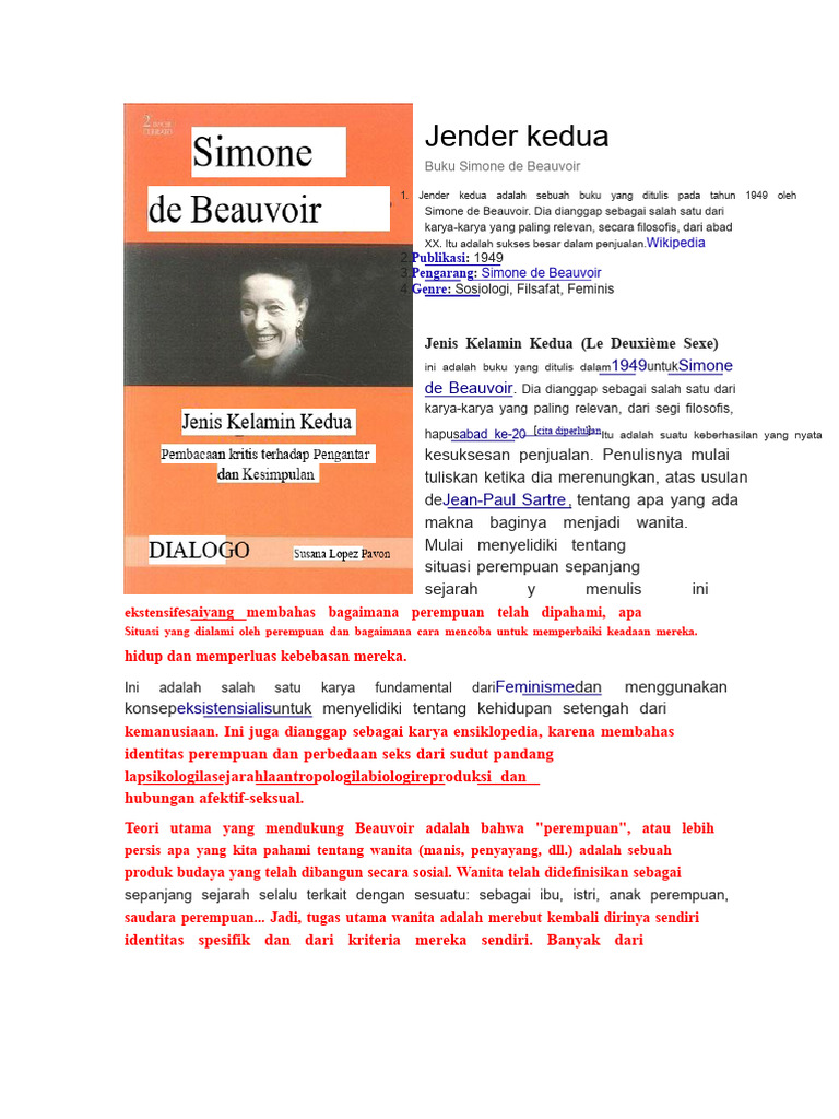 Analisis "Jender Kedua" Beauvoir | PDF