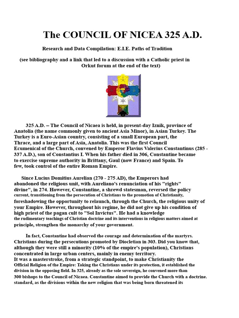 Council of Nicaea: A.D. 325 Overview | PDF | Arianism | Trinity