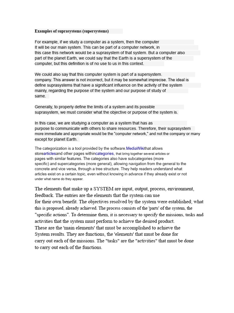 Examples of Suprasystems | PDF