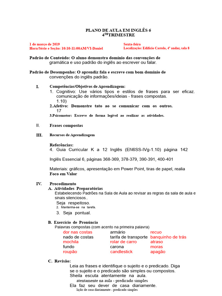 COT LP G6 Frases Compostas | PDF | Mecânica da linguagem | Linguística