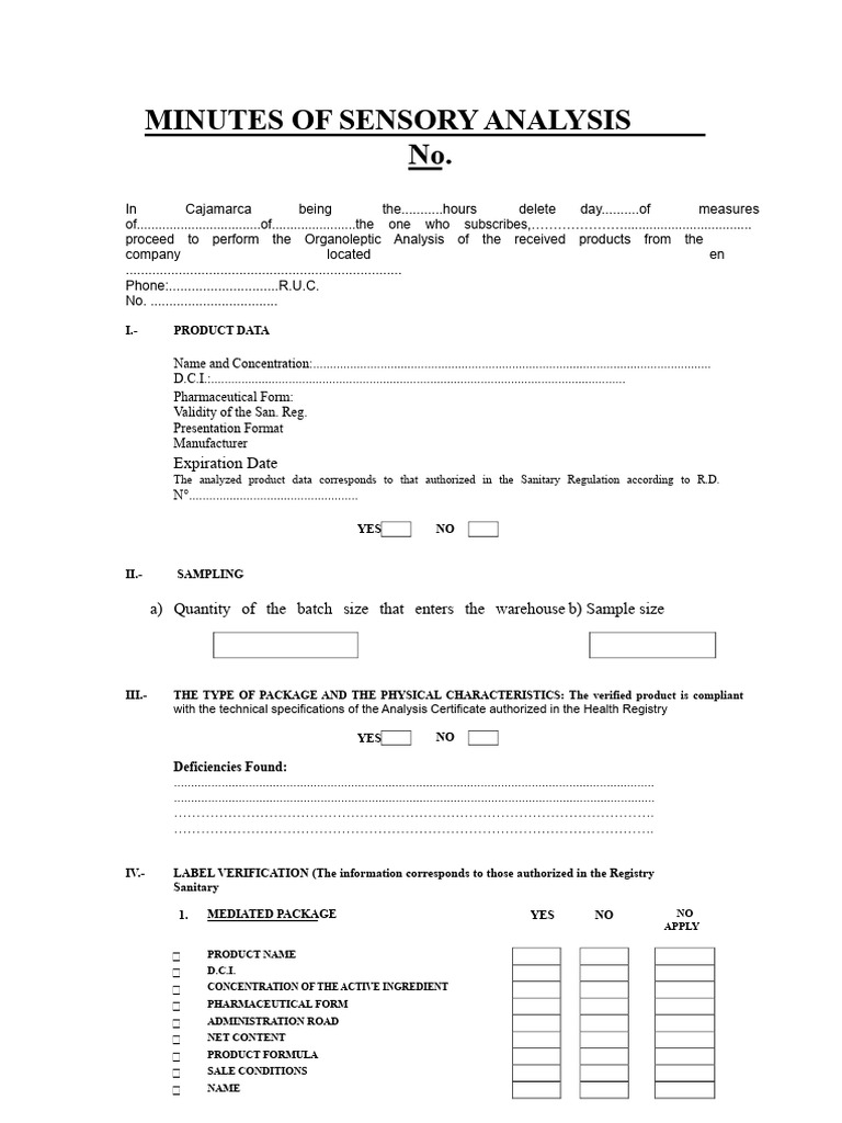 Organoleptic Analysis Report | PDF | Specification (Technical Standard)
