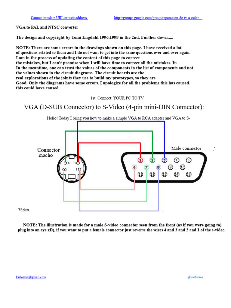 VGA To TV PAL and NTSC Converter Diagram | PDF | Rgb Color Model ...