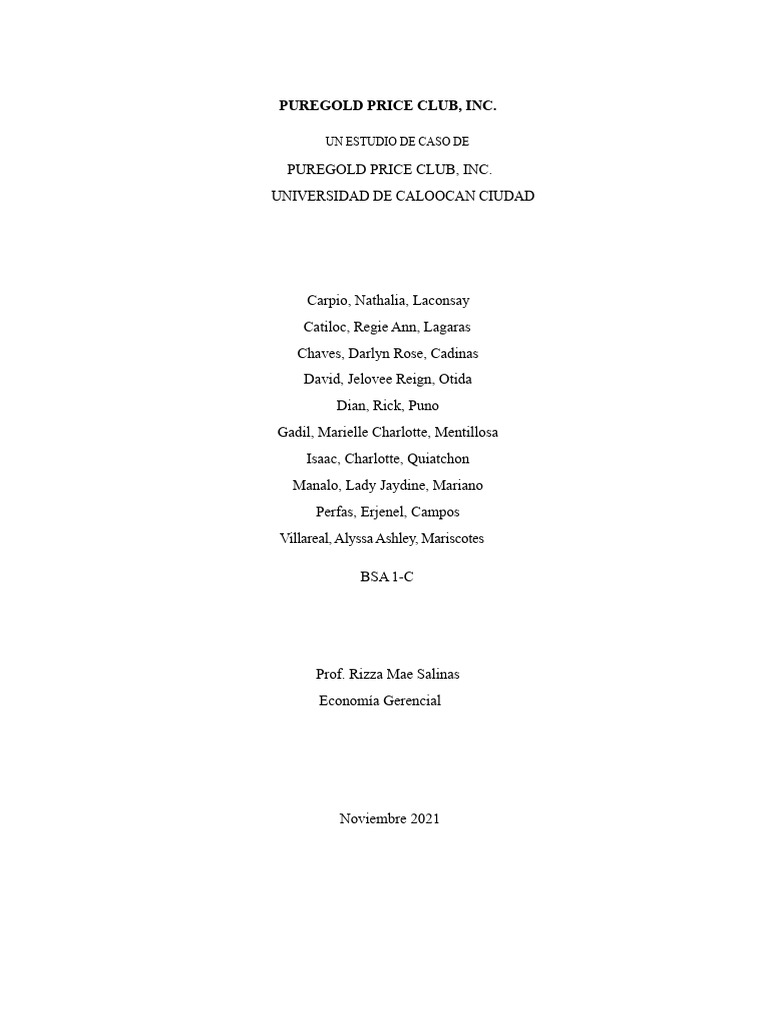 PUREGOLD | PDF | Al por menor | Supermercado