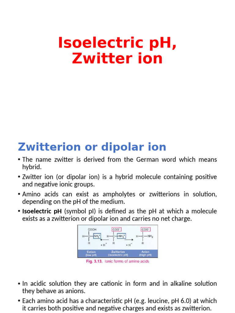 Isoelectric PH, Zwitter Ion | PDF