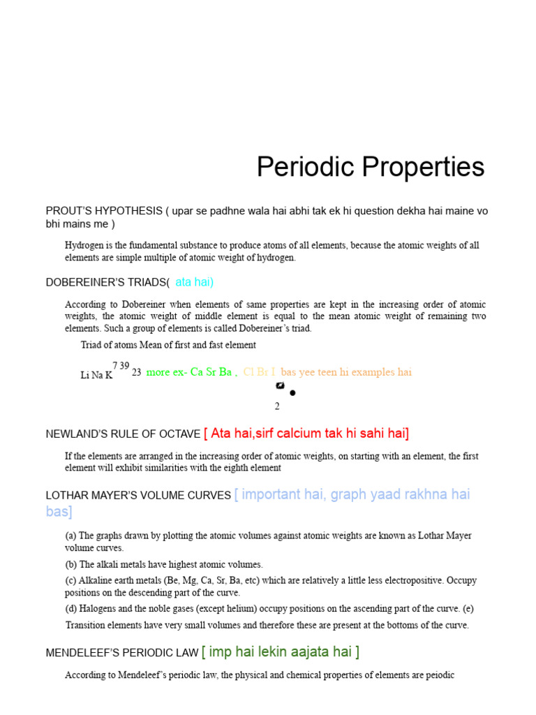 03 Periodic Properties Formula Sheets Getmarks App | PDF | Periodic ...