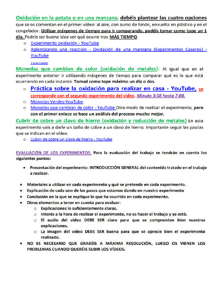 Instrucciones Experimentos | PDF