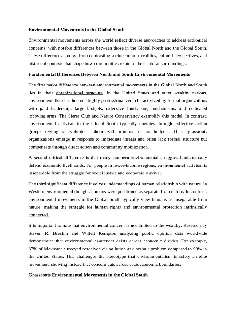 Environmental Movements in Global South | PDF | Natural Environment