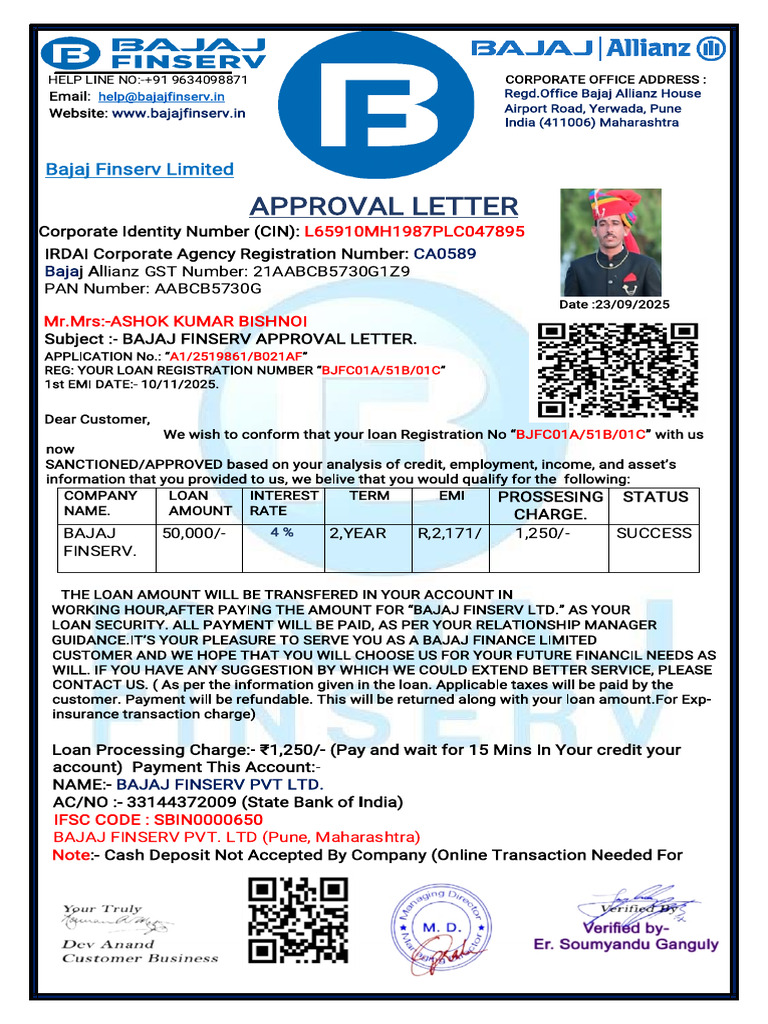 Bajaj Finserv Approval (2025) - 135 | PDF | Loans | Money