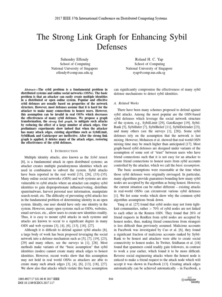 The Strong Link Graph For Enhancing Sybil Defence | PDF | Receiver Operating Characteristic ...