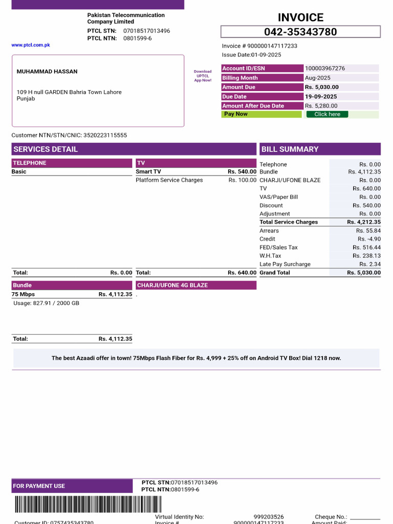 PTCL eBill (1) | PDF