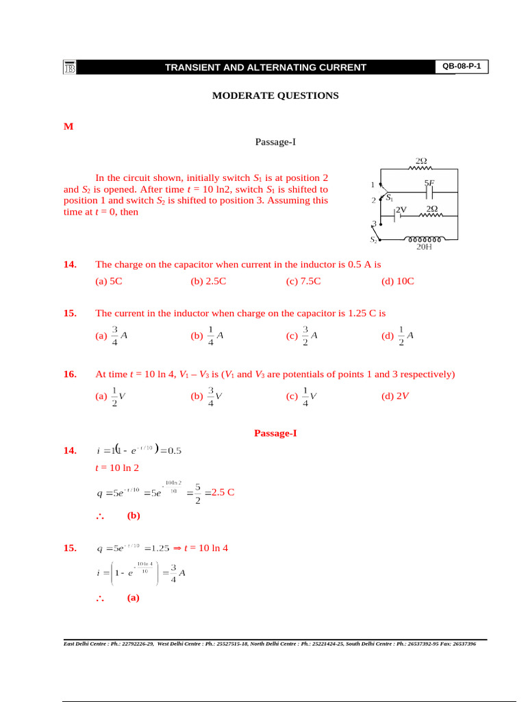 Transient and Alternating Current Questions | PDF | Electronic Filter ...